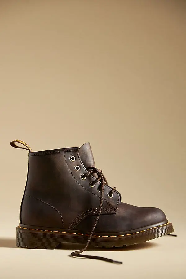 Dr. Martens 101 Smooth Leather Boots - Dark Brown Crazy Horse